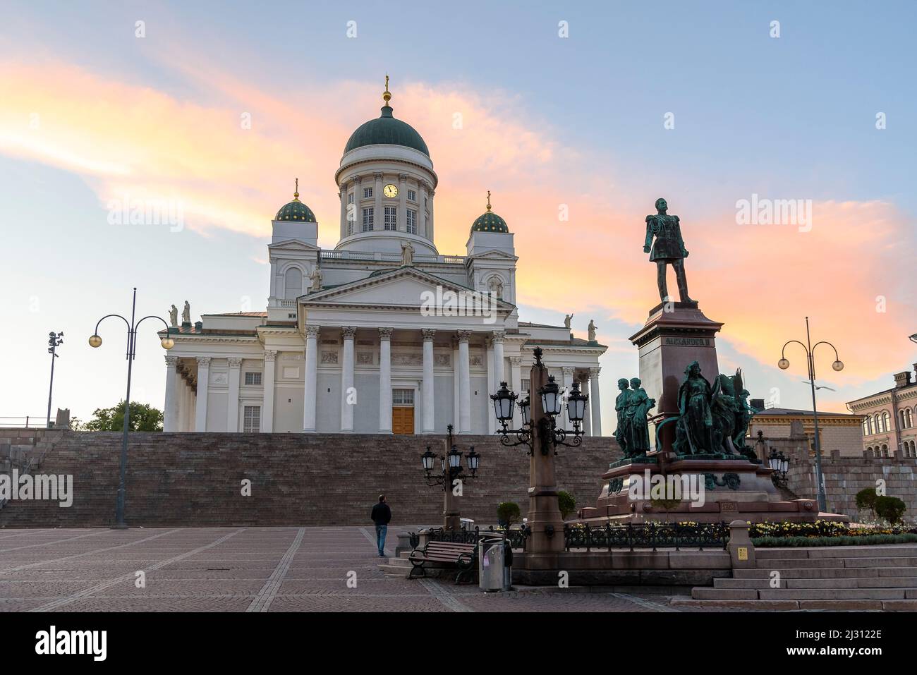 Cathedral Square with Alexander statue, Helsinki, Finland Stock Photo ...