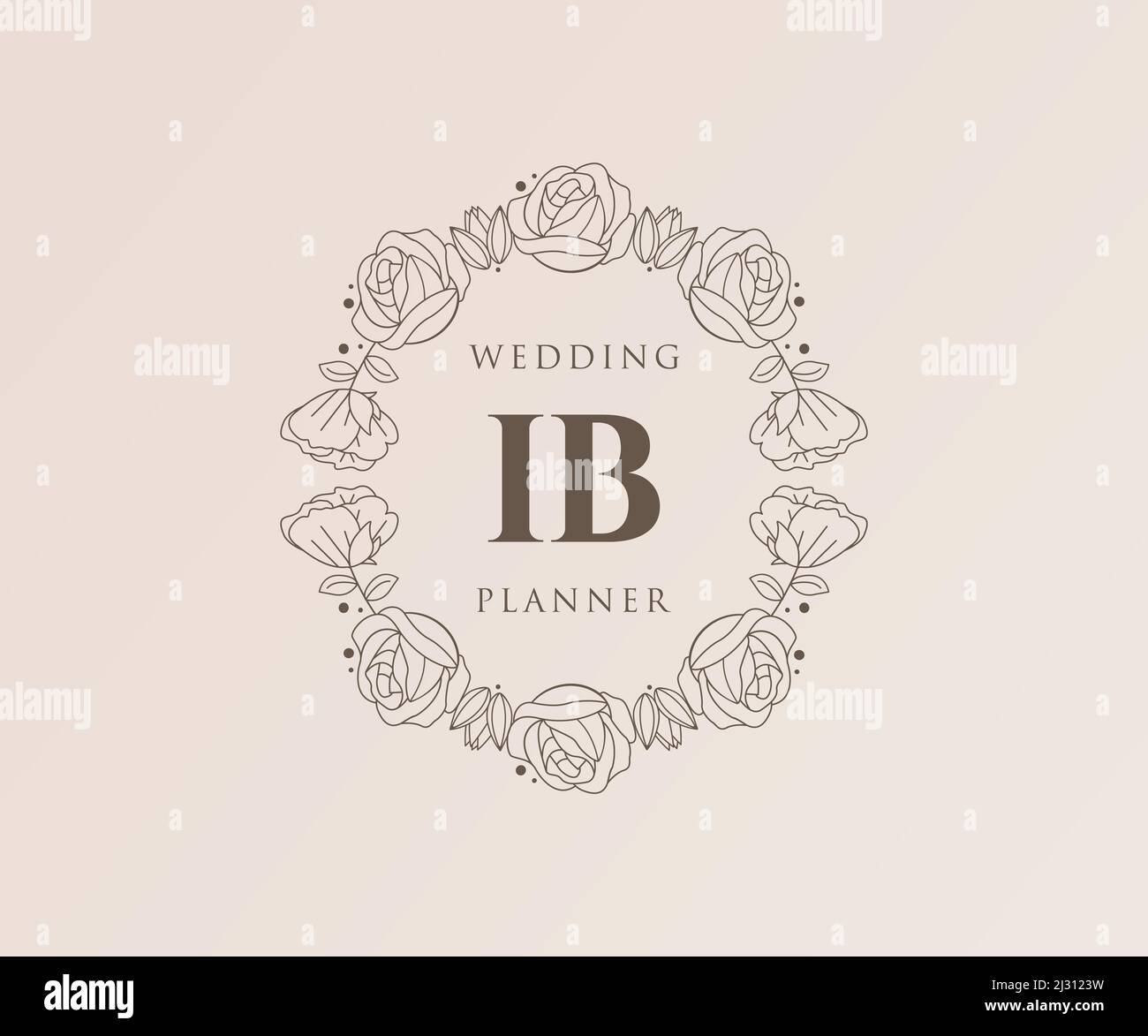 IB Initials letter Wedding monogram logos collection, hand drawn modern minimalistic and floral ...
