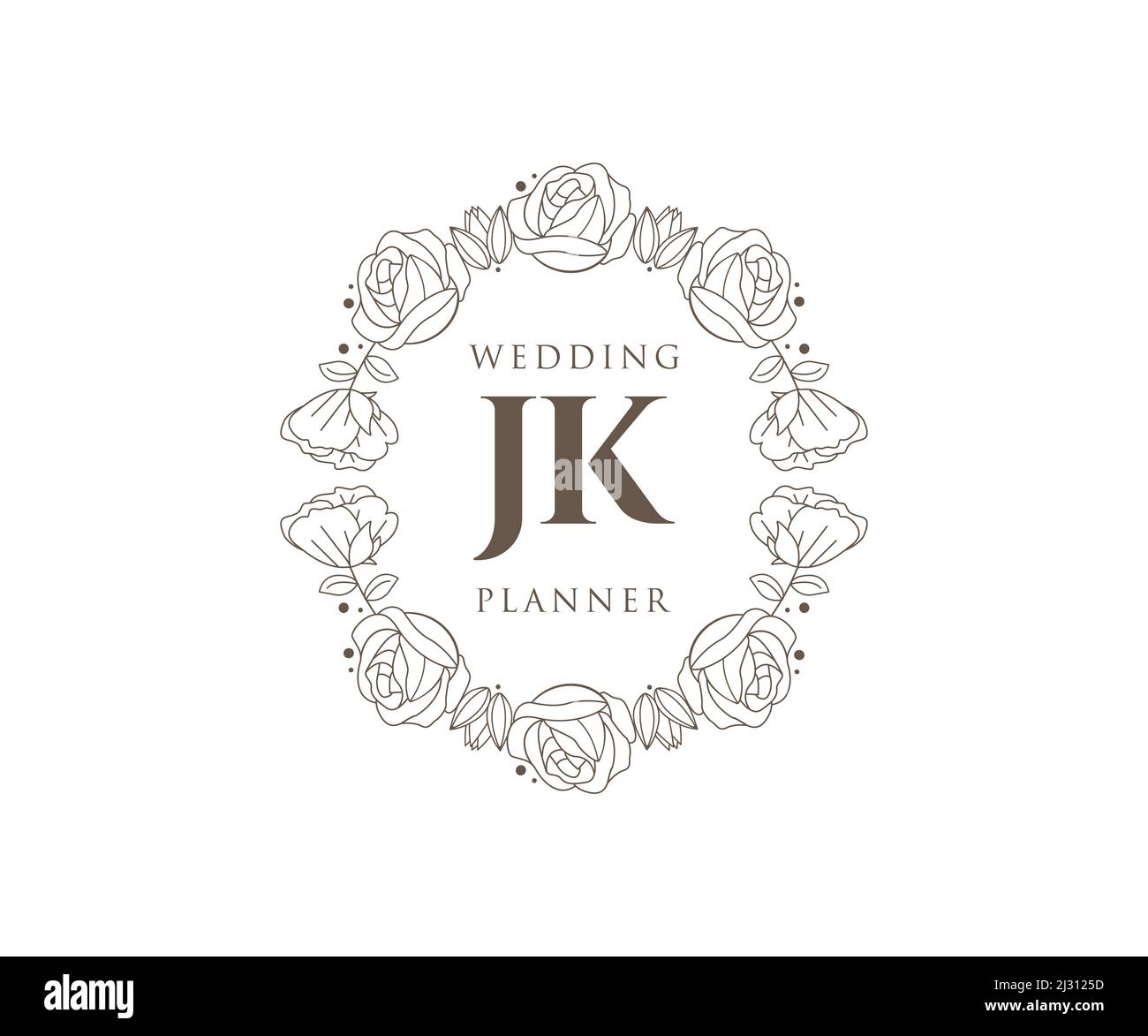 JK Initials letter Wedding monogram logos collection, hand drawn modern ...