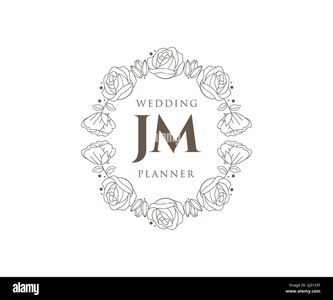 JM Initials letter Wedding monogram logos collection, hand drawn modern ...