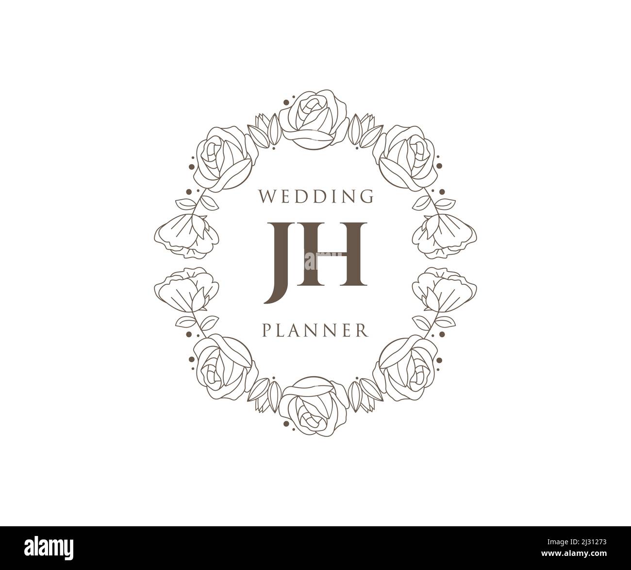 JH Initials letter Wedding monogram logos collection, hand drawn modern ...