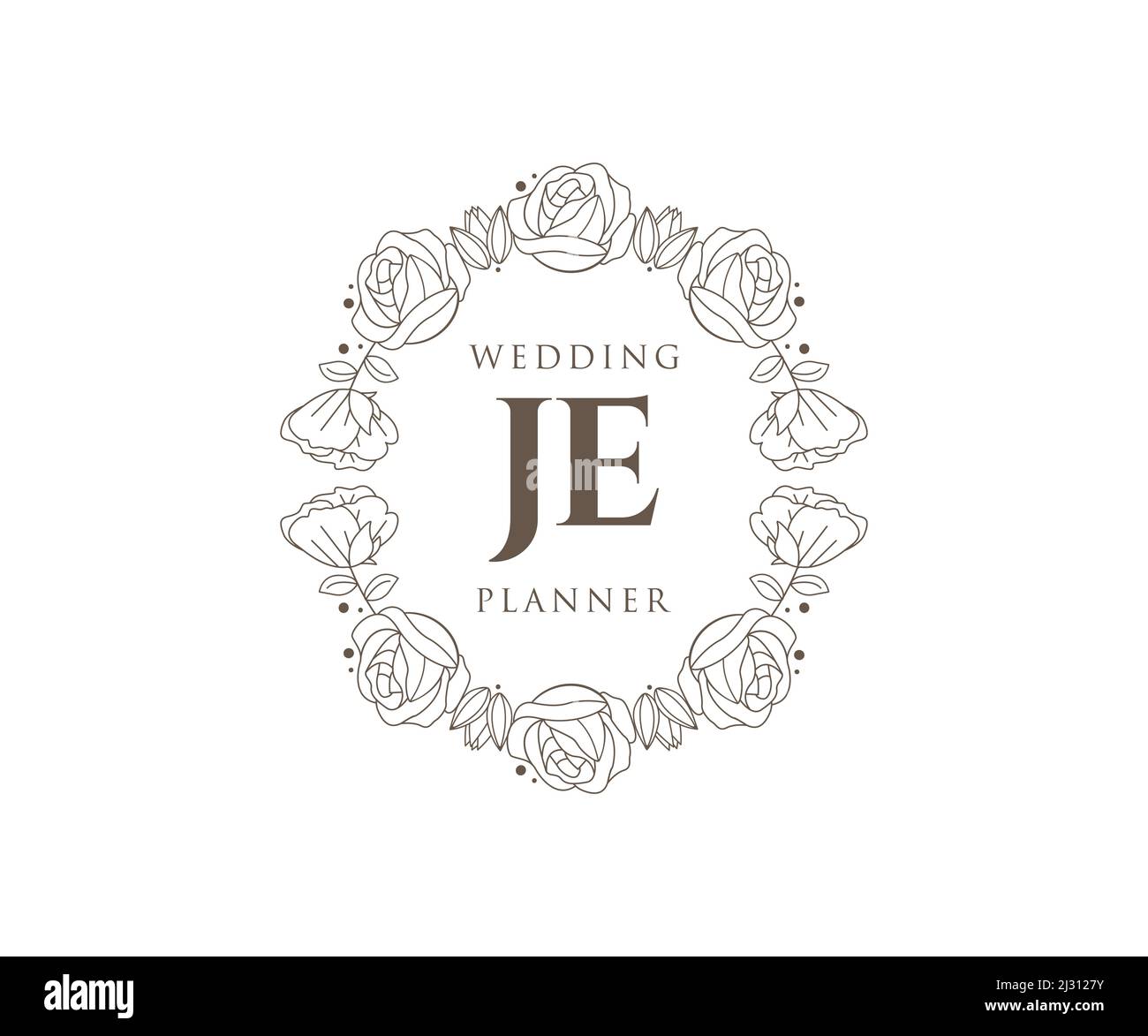 JE Initials letter Wedding monogram logos collection, hand drawn modern ...