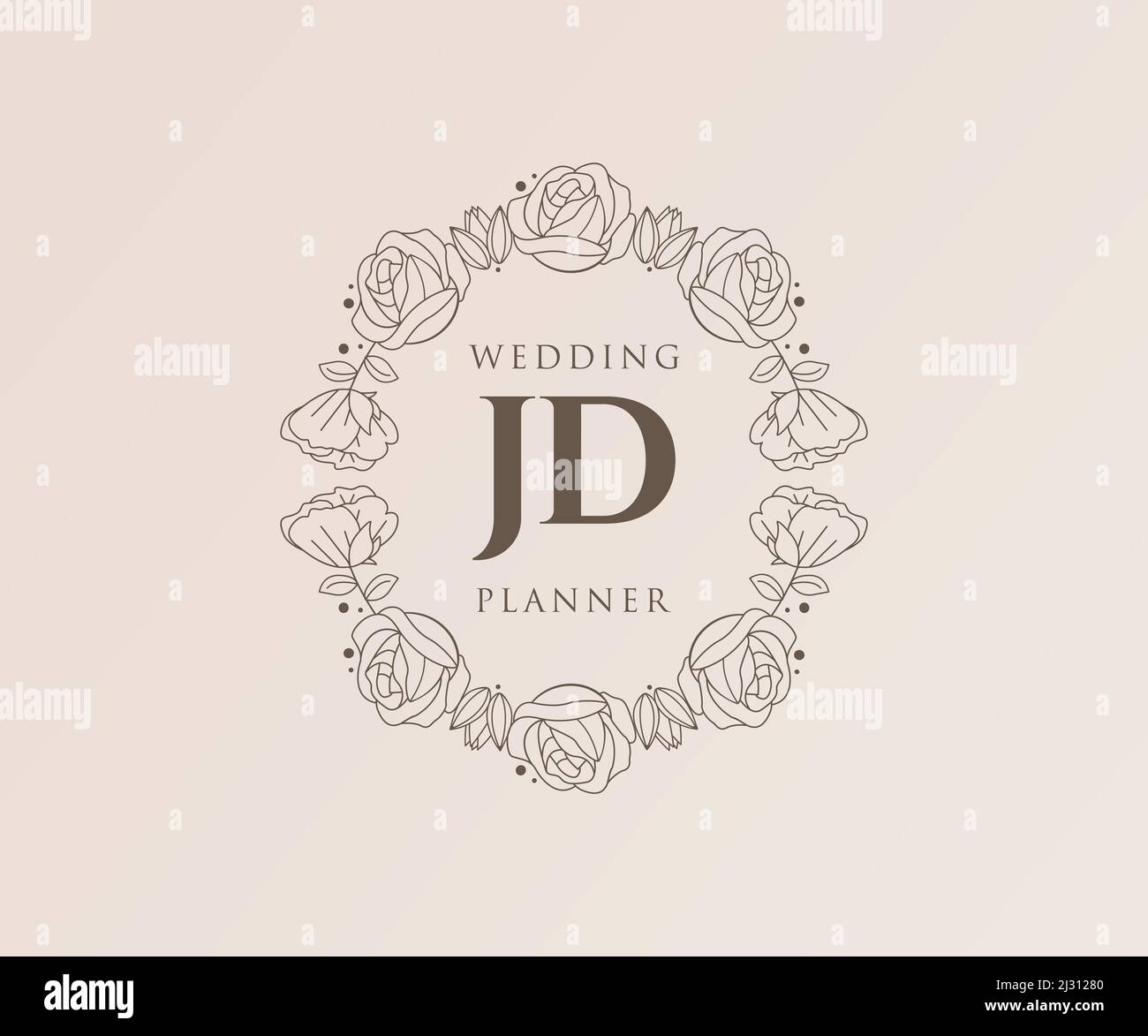JD Initials letter Wedding monogram logos collection, hand drawn modern ...