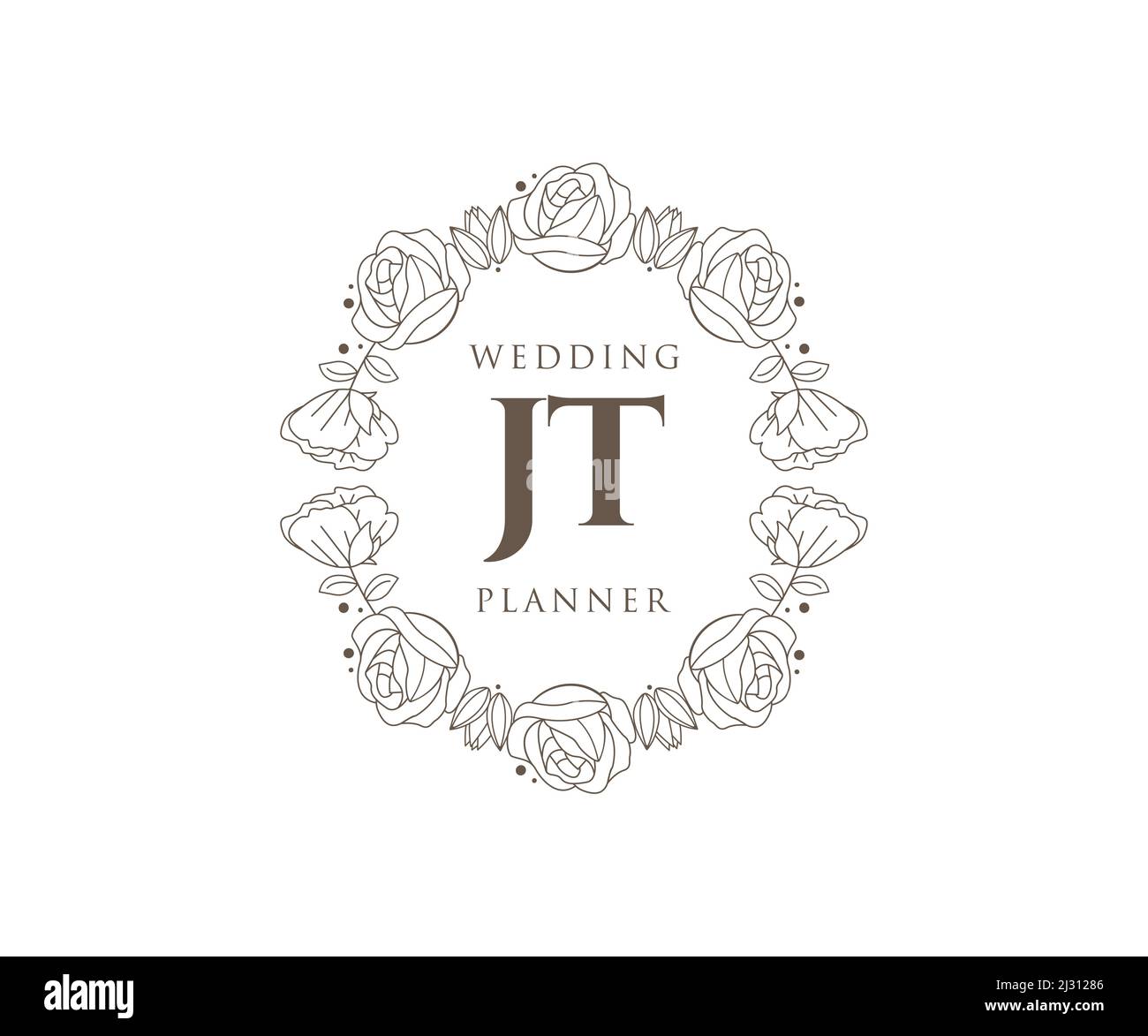 JT Initials letter Wedding monogram logos collection, hand drawn modern minimalistic and floral ...