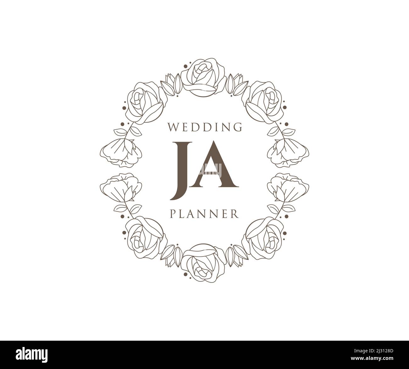 JA Initials letter Wedding monogram logos collection, hand drawn modern ...
