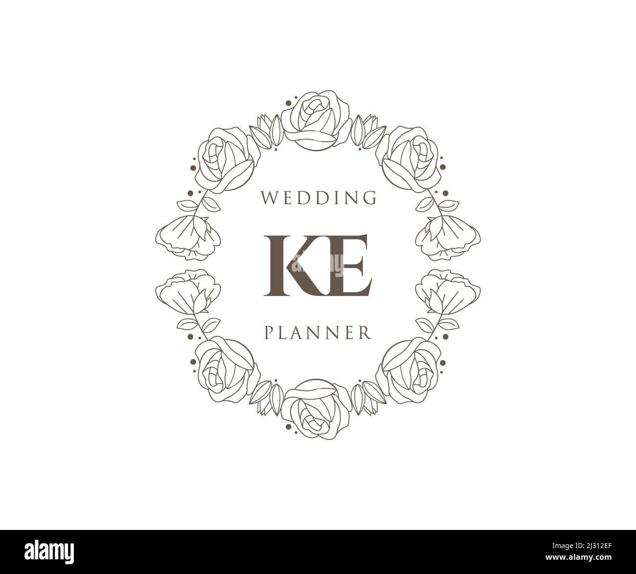 KE Initials letter Wedding monogram logos collection, hand drawn modern ...