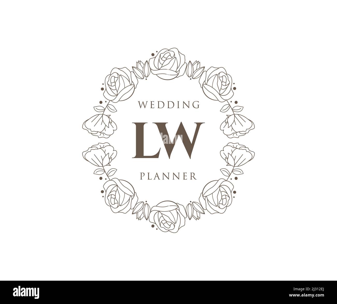 LW Initials letter Wedding monogram logos collection, hand drawn modern ...