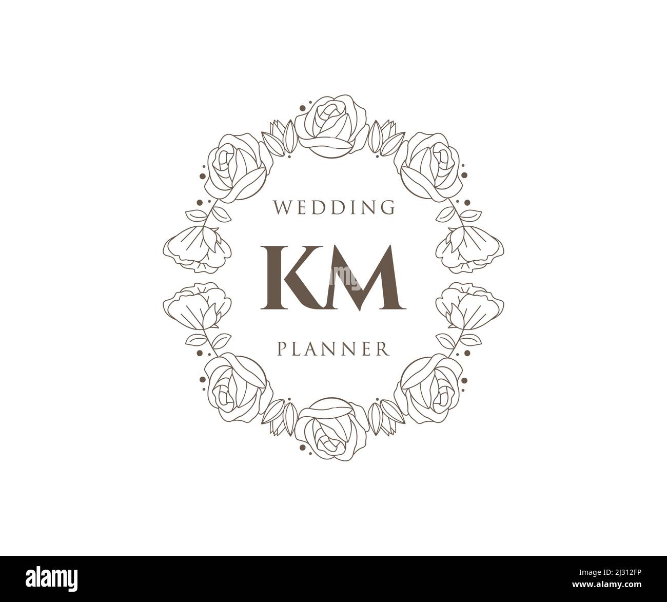 KM Initials letter Wedding monogram logos collection, hand drawn modern ...