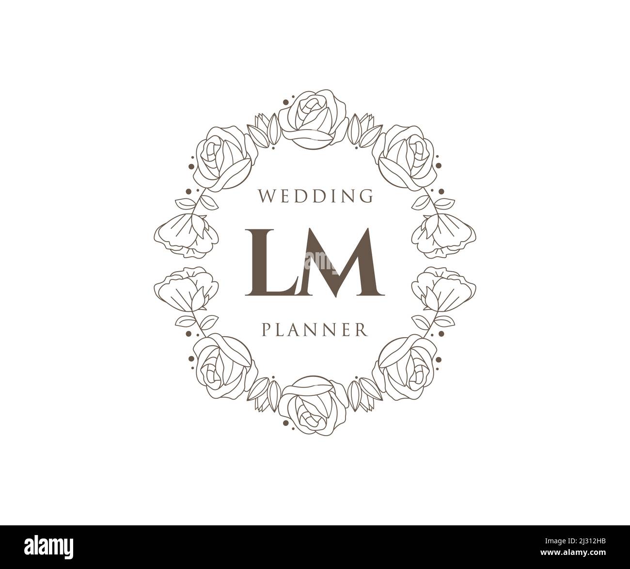 LM Initials letter Wedding monogram logos collection, hand drawn modern ...