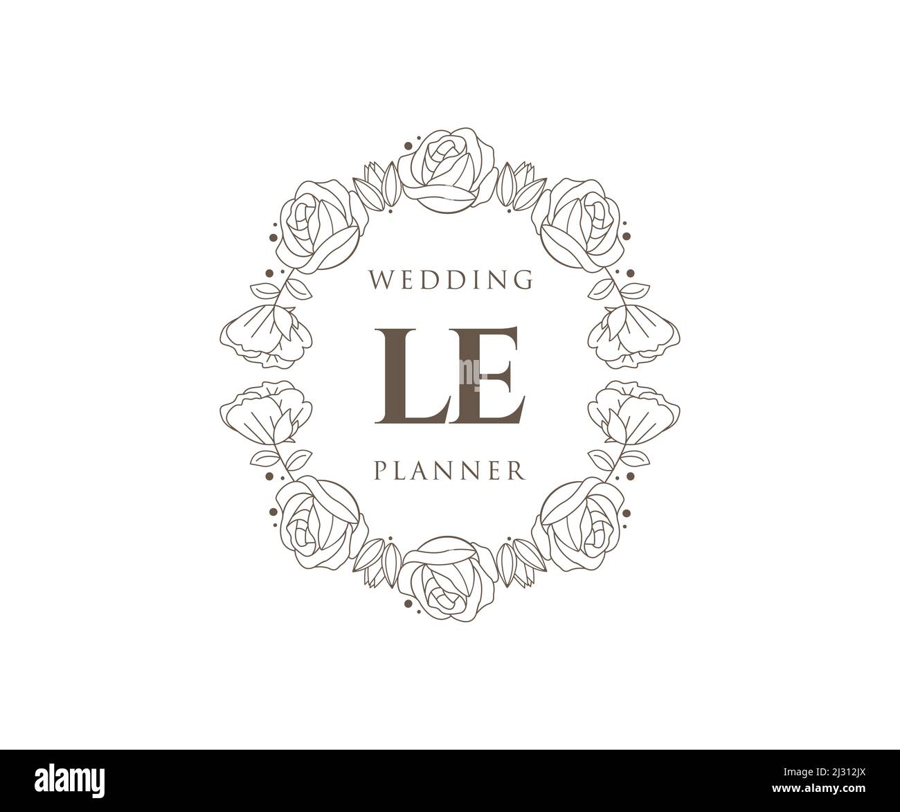 LE Initials letter Wedding monogram logos collection, hand drawn modern ...
