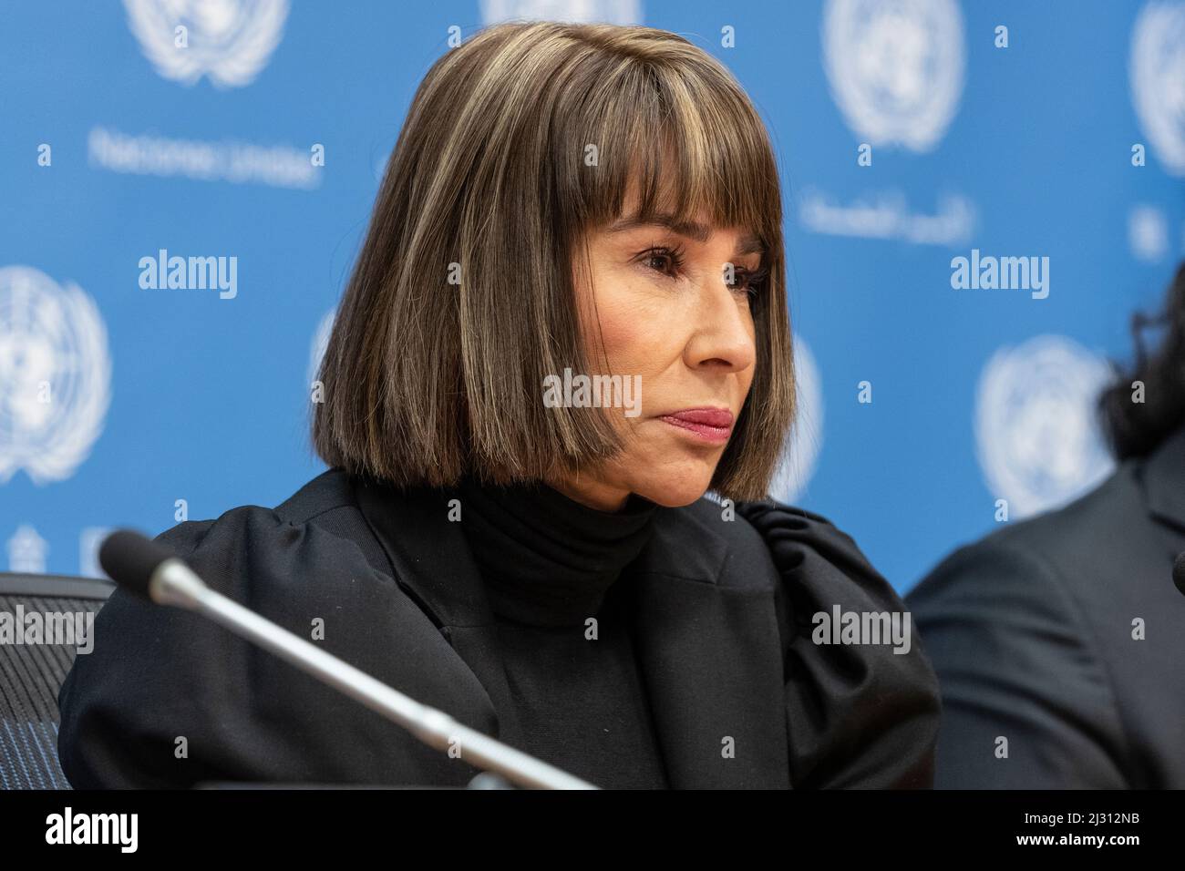 New York, NY - April 4, 2022: Alicia Victoria Arango Olmos speaks ...