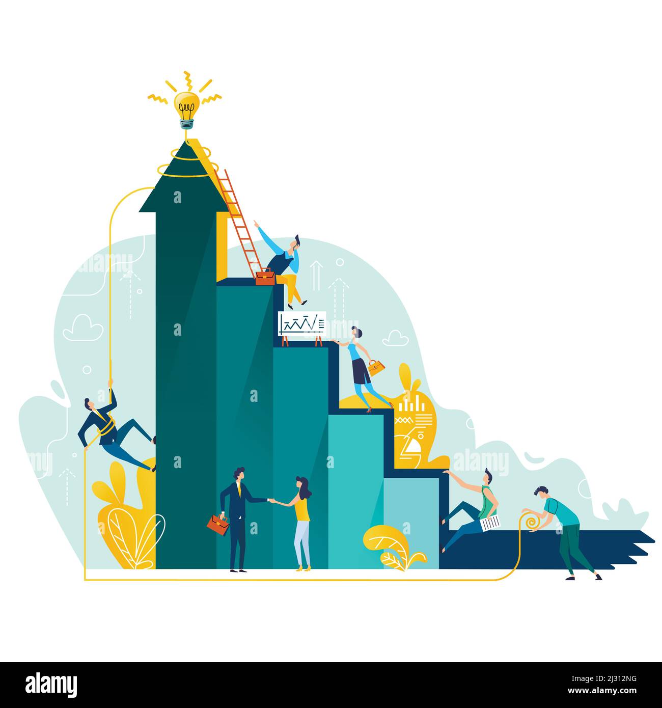 Goal achievement and teamwork business concept, career growth and ...