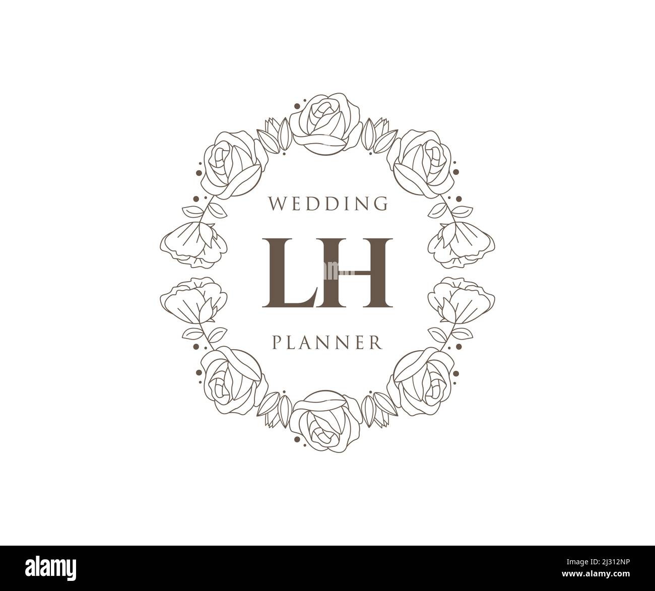 LH Initials letter Wedding monogram logos collection, hand drawn modern ...