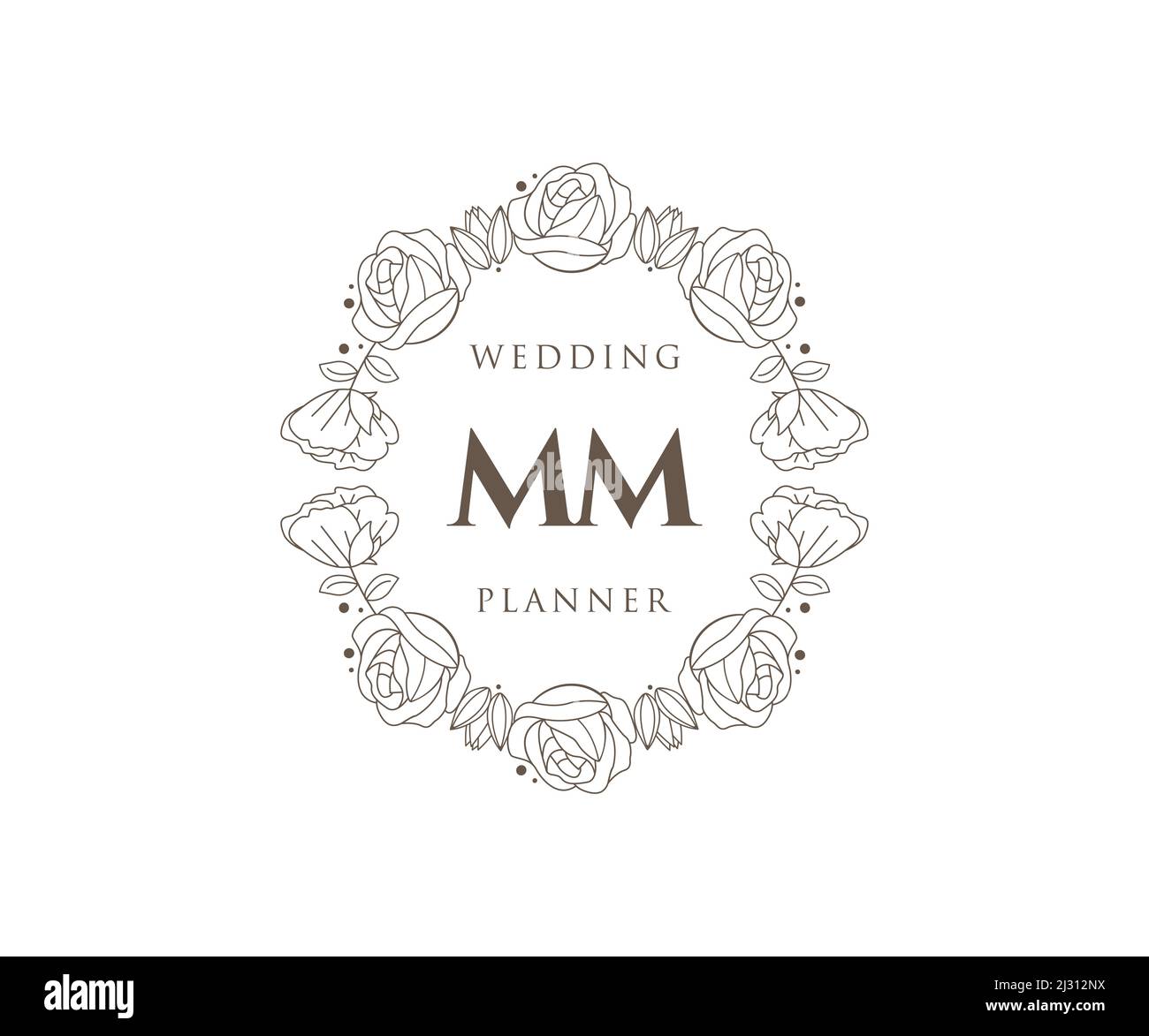 MM Initials letter Wedding monogram logos collection, hand drawn modern ...