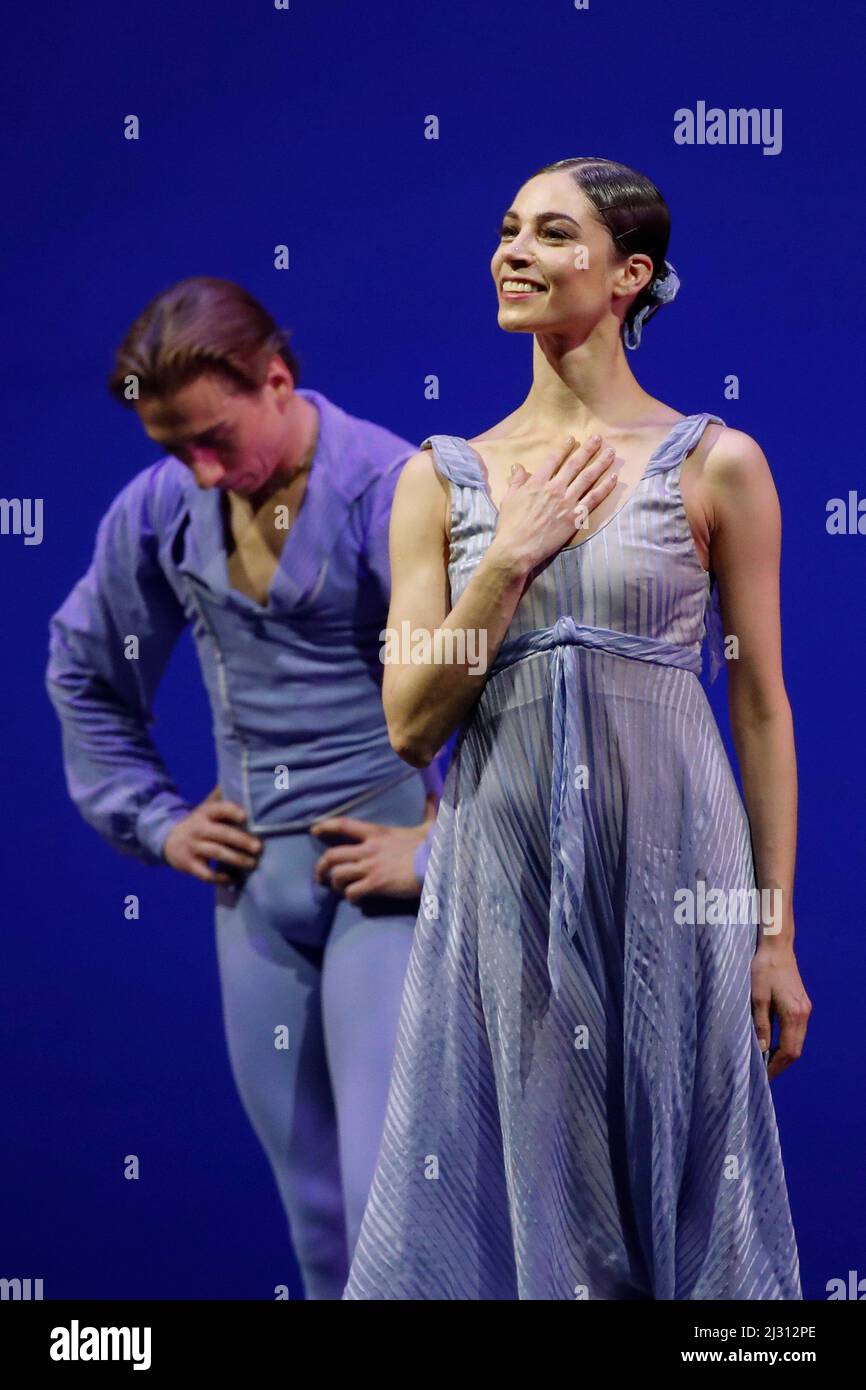 Naples, Italy. 04th Apr, 2022. Russian dancer Maria Yakovleva (R) and ...