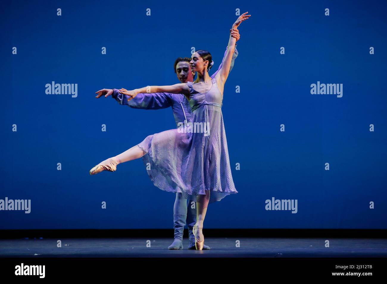 Naples, Italy. 04th Apr, 2022. Russian dancer Maria Yakovleva (R) and ...