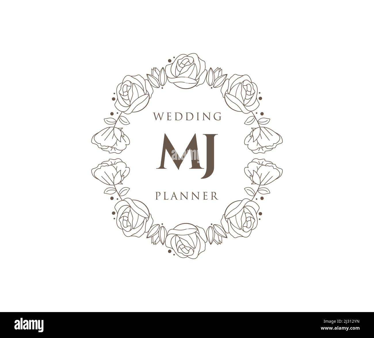 MJ Initials letter Wedding monogram logos collection, hand drawn modern ...