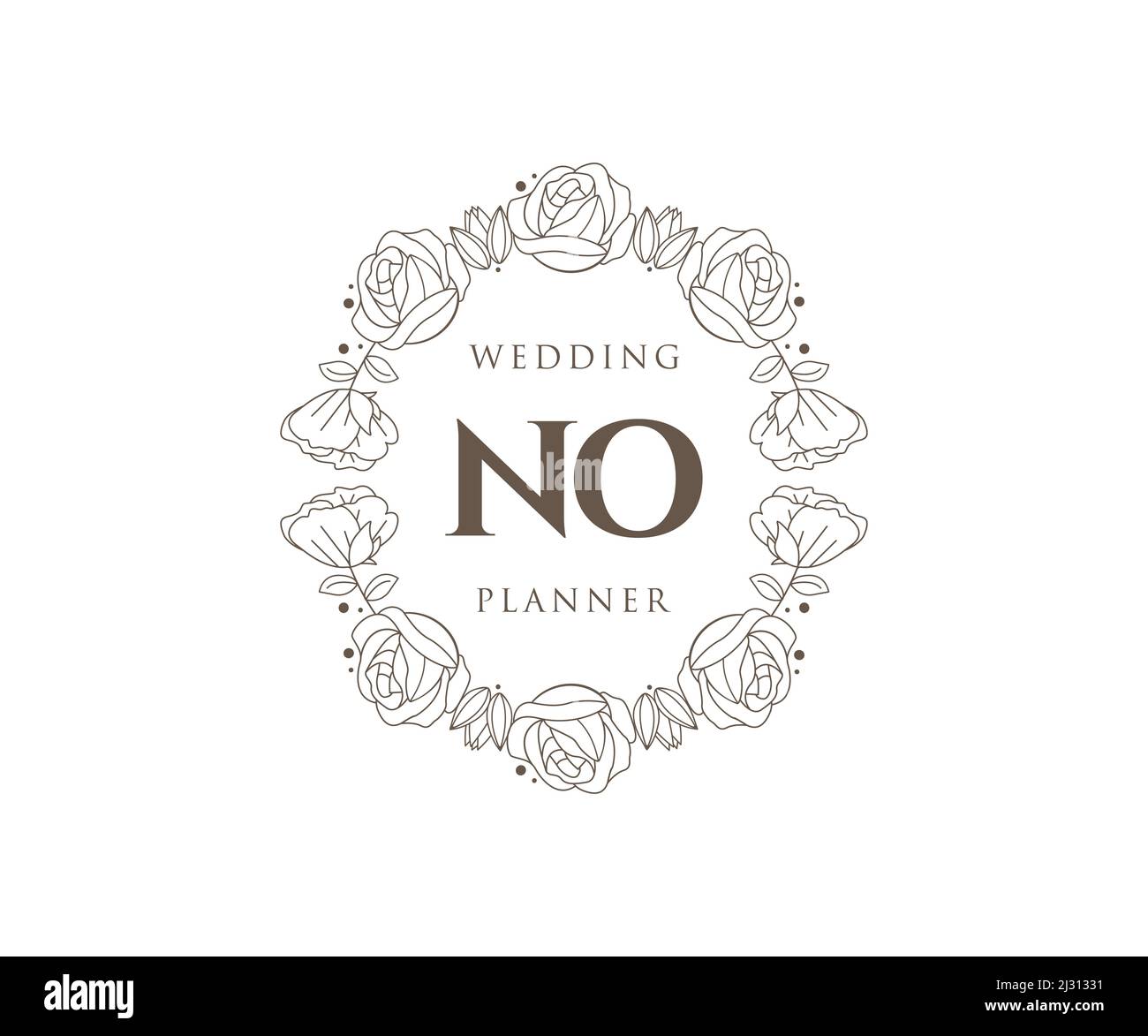 NO Initials letter Wedding monogram logos collection, hand drawn modern ...