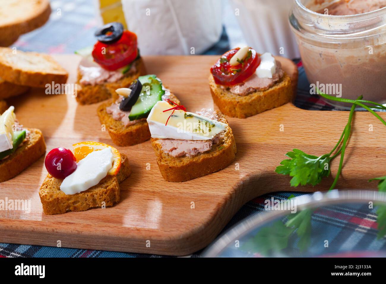 Assorted homemade canape appetizers Stock Photo - Alamy