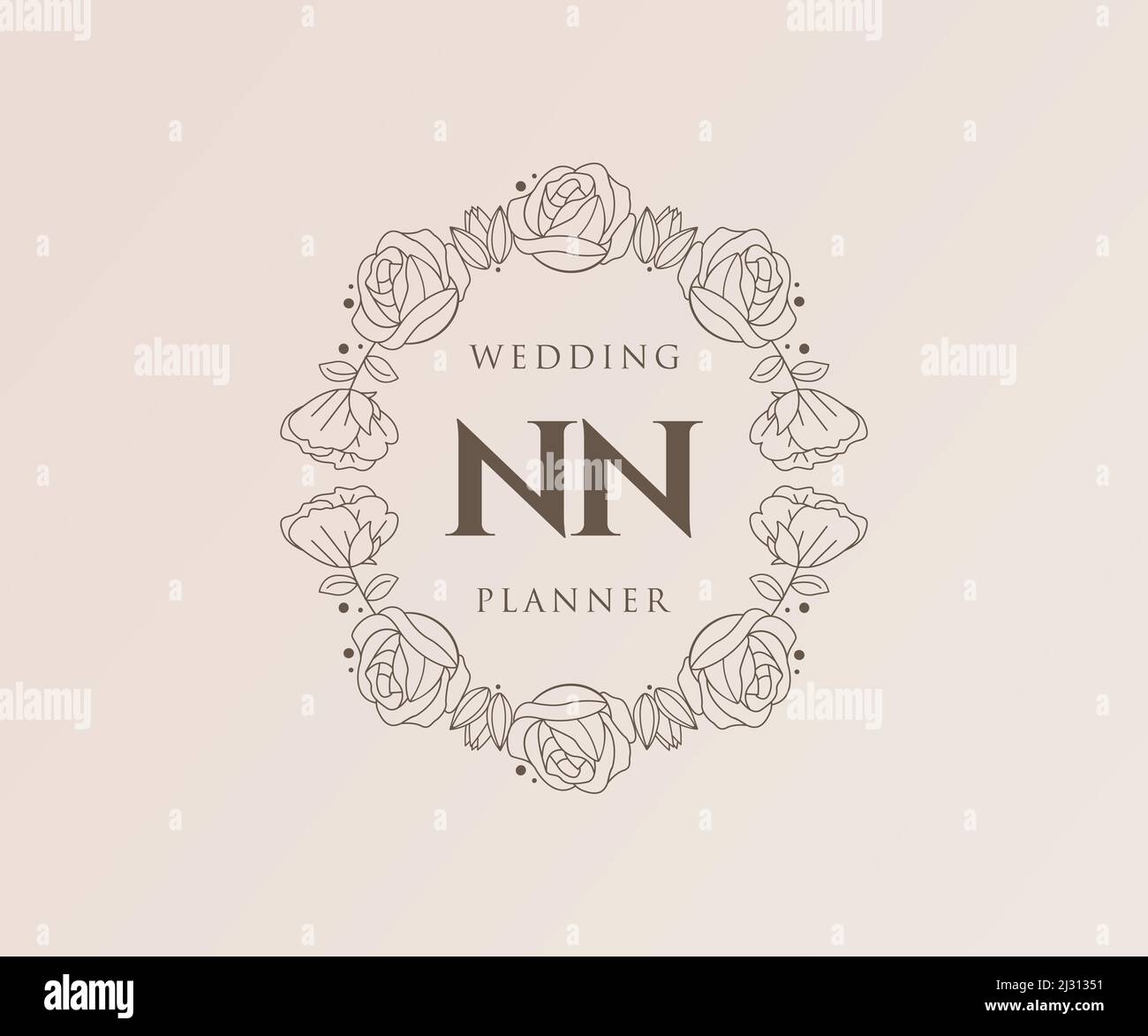 NN Initials letter Wedding monogram logos collection, hand drawn modern ...
