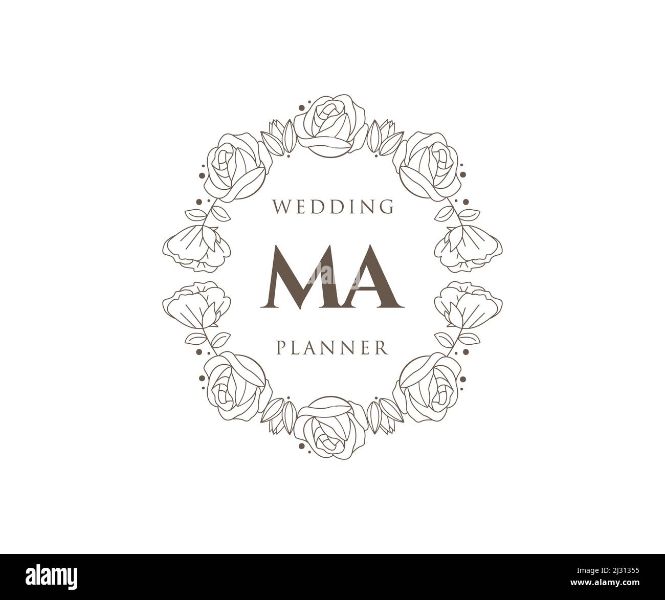 MA Initials letter Wedding monogram logos collection, hand drawn modern ...