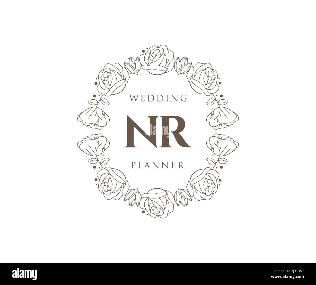 NR Initials letter Wedding monogram logos collection, hand drawn modern ...
