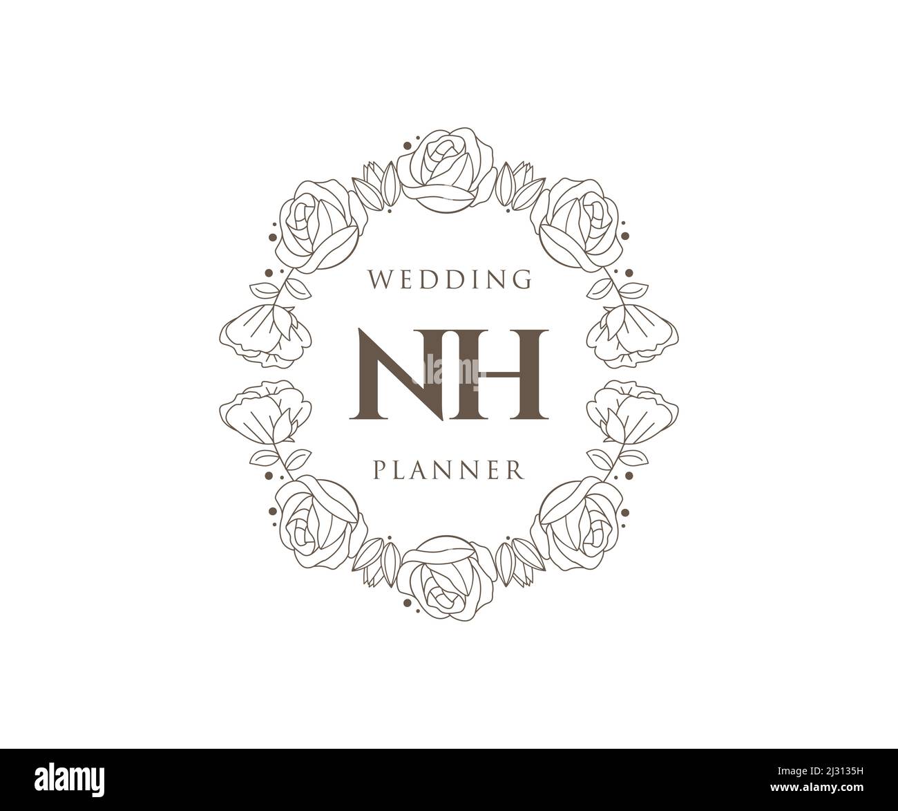 NH Initials letter Wedding monogram logos collection, hand drawn modern ...