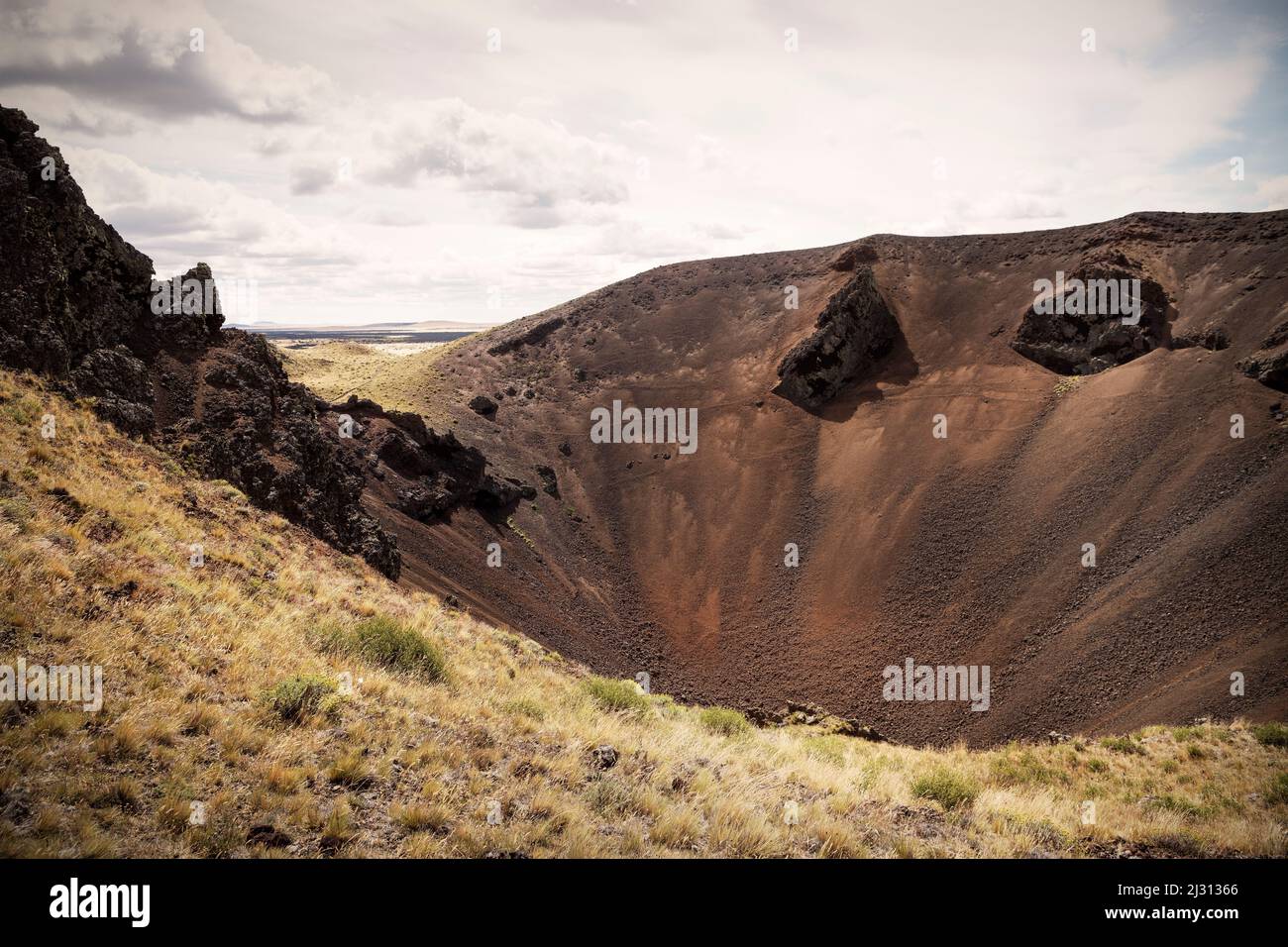 Volcano crater in the volcanic field of Pali Aike National Park ...