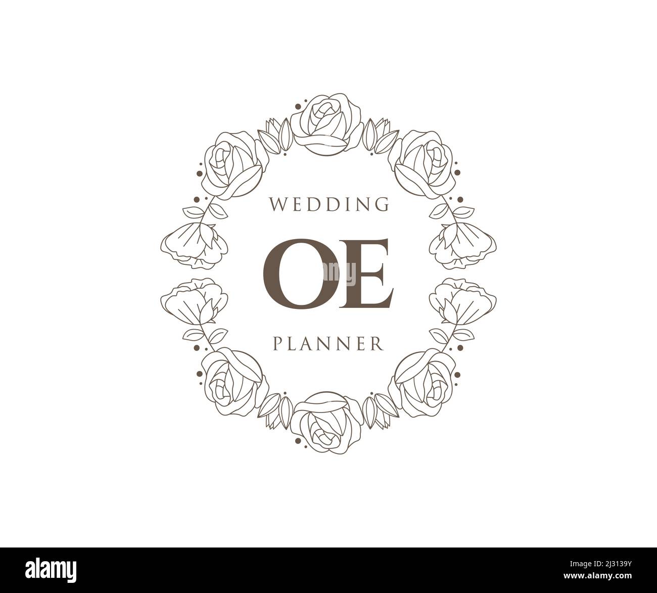 OE Initials letter Wedding monogram logos collection, hand drawn modern ...