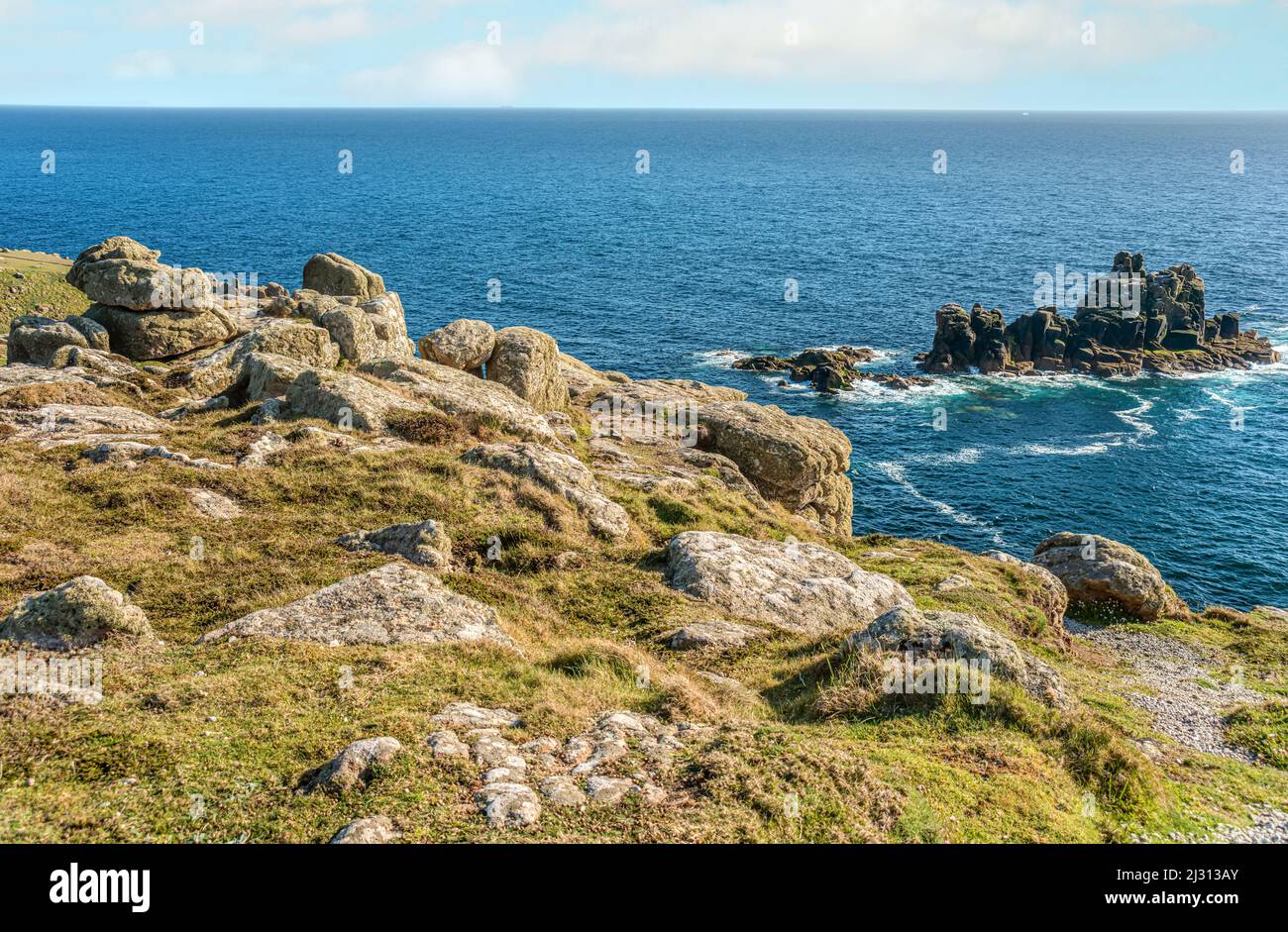 Picturesque coastal landscape at Lands End, Cornwall, England, UK Stock ...