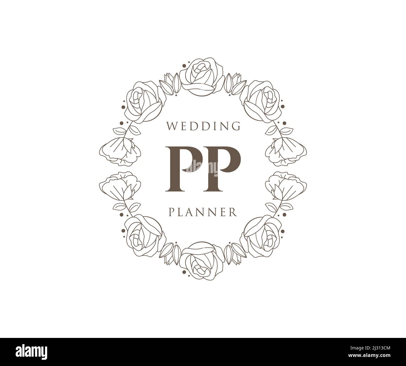 PP Initials letter Wedding monogram logos collection, hand drawn modern ...