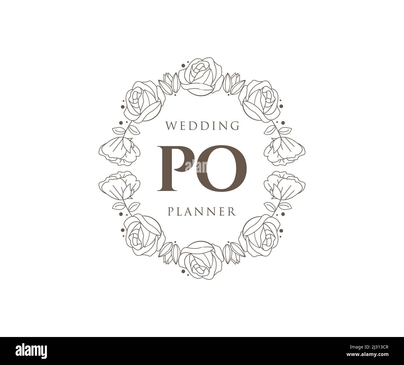 PO Initials letter Wedding monogram logos collection, hand drawn modern ...