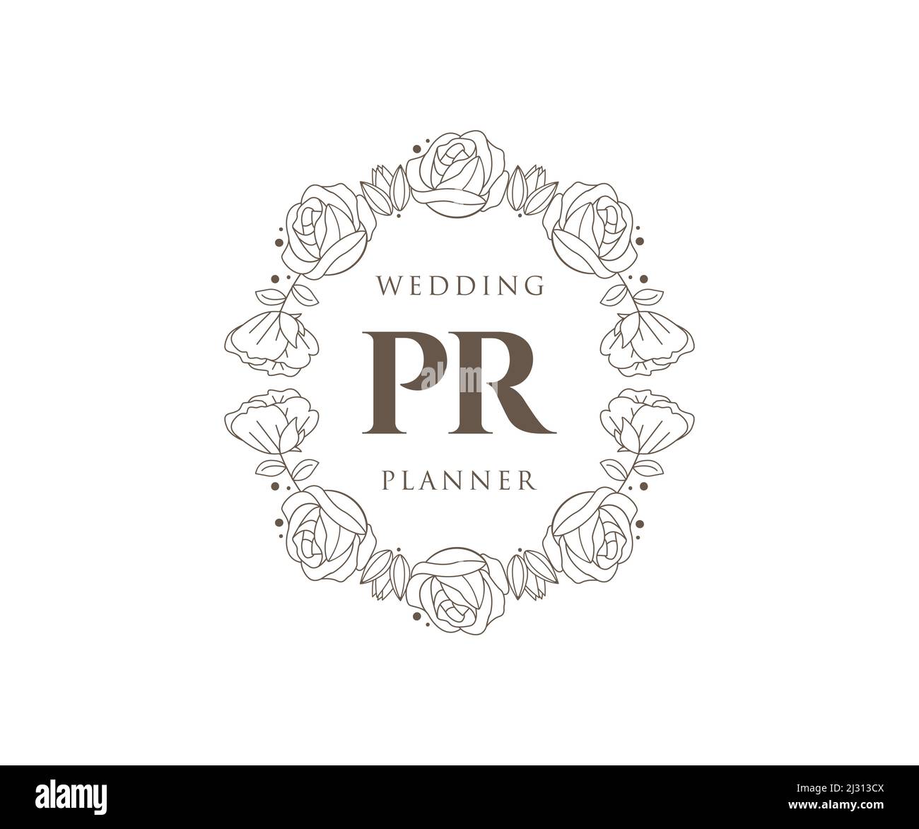 PR Initials letter Wedding monogram logos collection, hand drawn modern ...