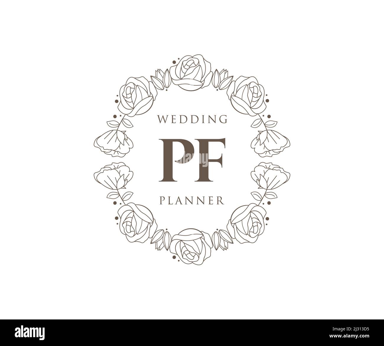 PF Initials letter Wedding monogram logos collection, hand drawn modern ...