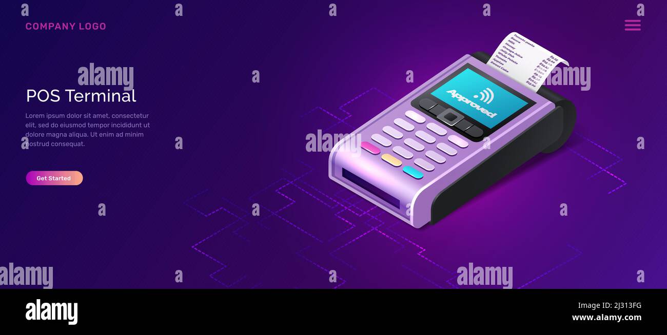 POS terminal business concept vector isometric illustration. Contactless payment security ...