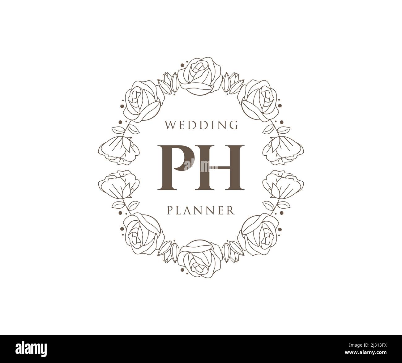 PH Initials letter Wedding monogram logos collection, hand drawn modern ...