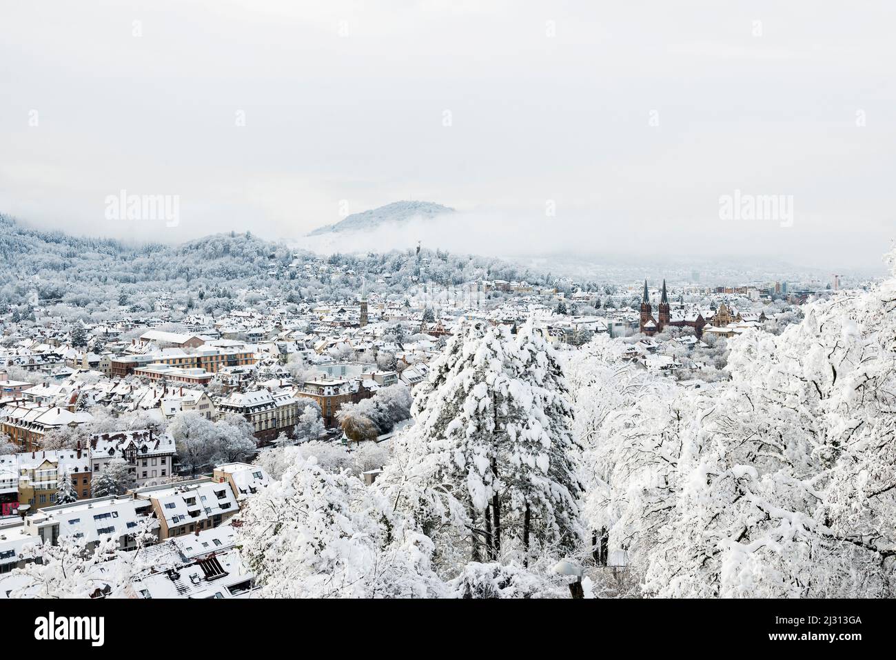 Winter mood with snow, Freiburg im Breisgau, Black Forest, Baden ...