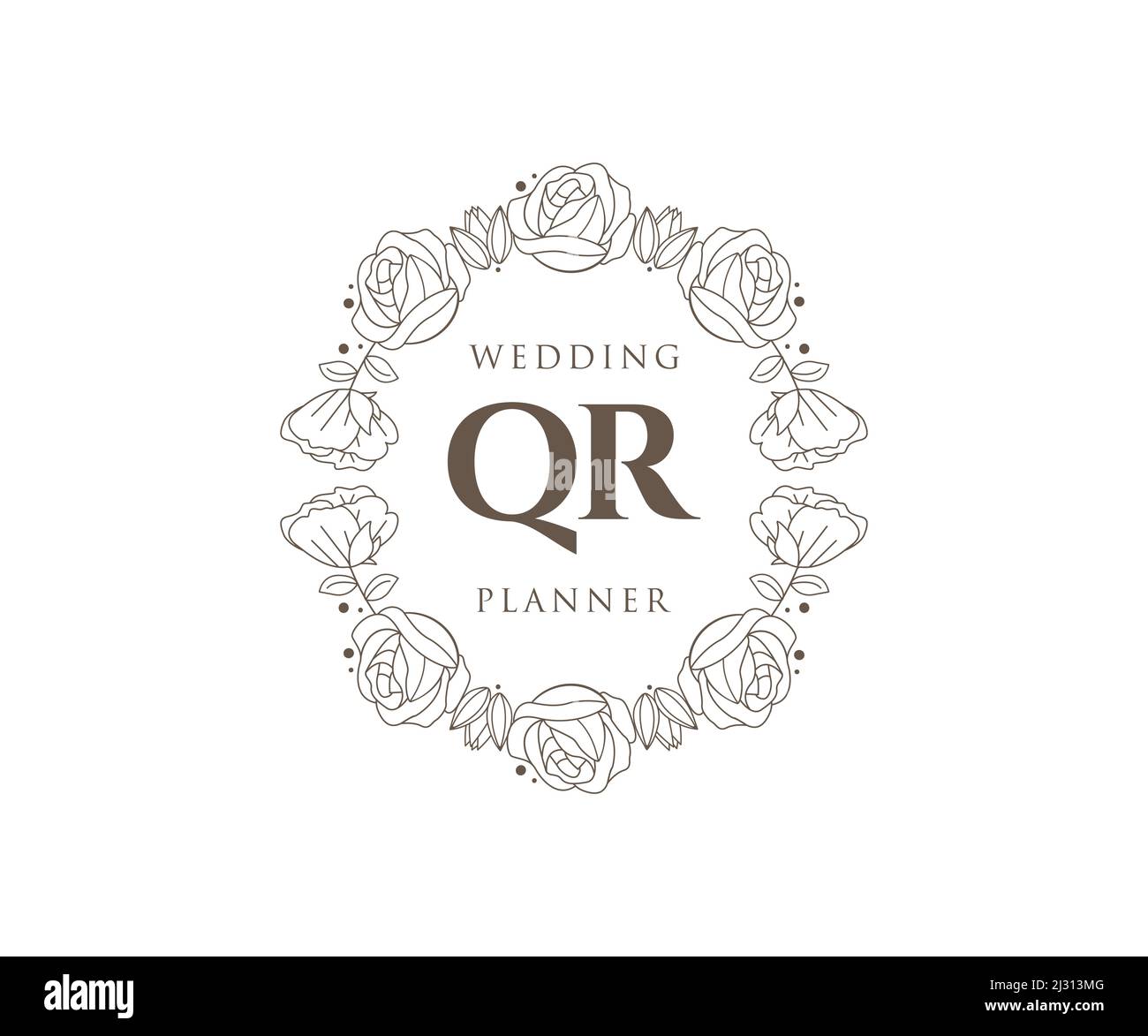 QR Initials letter Wedding monogram logos collection, hand drawn modern ...