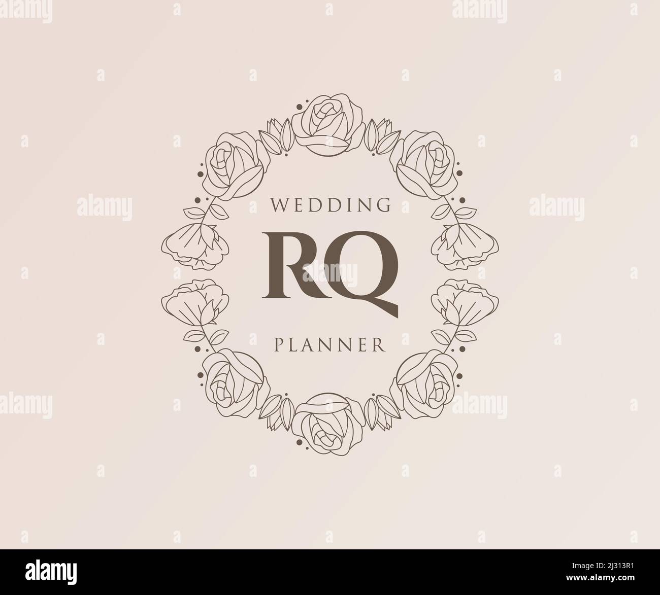 RQ Initials letter Wedding monogram logos collection, hand drawn modern ...