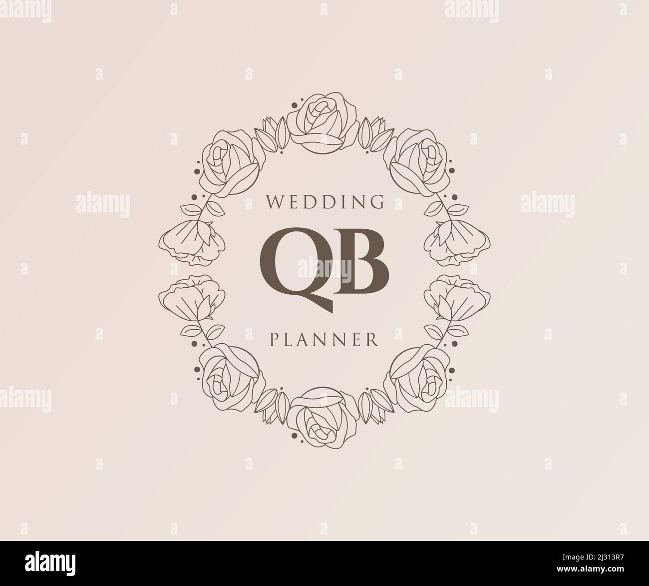QB Initials letter Wedding monogram logos collection, hand drawn modern minimalistic and floral ...