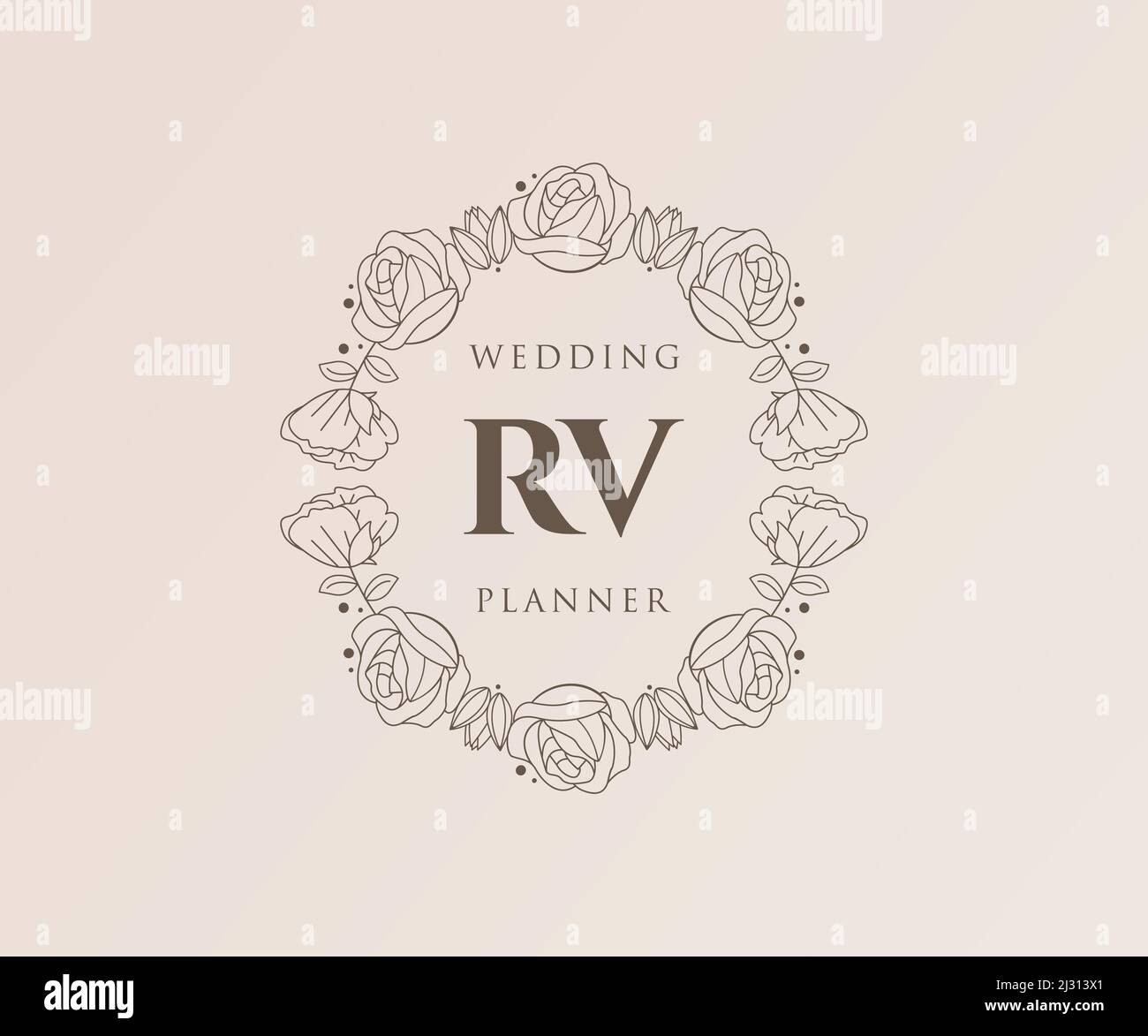 RV Initials letter Wedding monogram logos collection, hand drawn modern ...