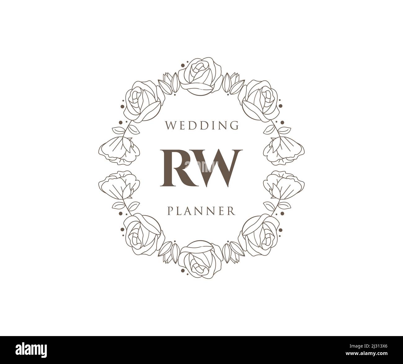 RW Initials letter Wedding monogram logos collection, hand drawn modern ...