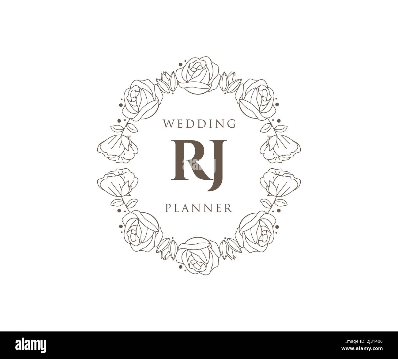 RJ Initials letter Wedding monogram logos collection, hand drawn modern ...