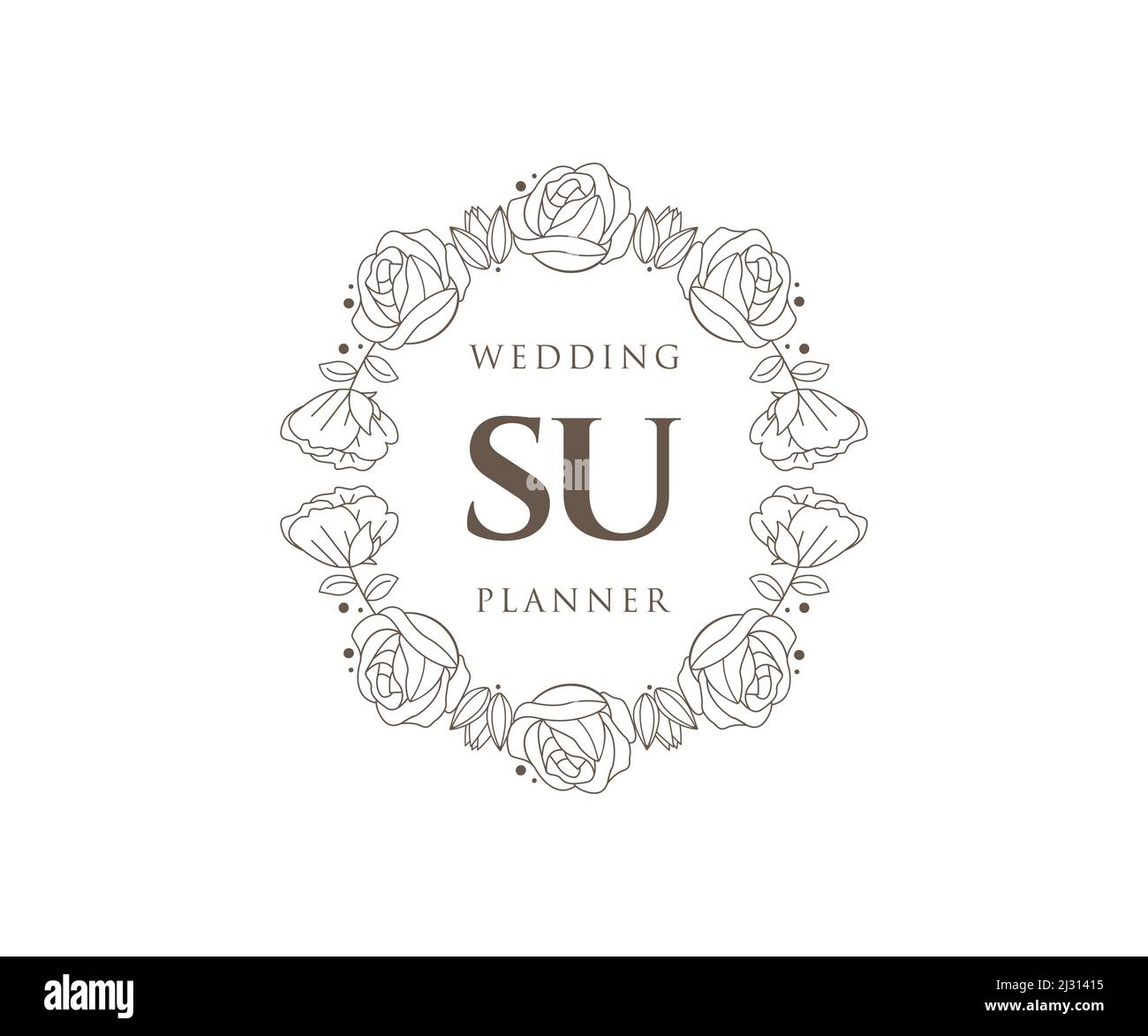 SU Initials letter Wedding monogram logos collection, hand drawn modern ...