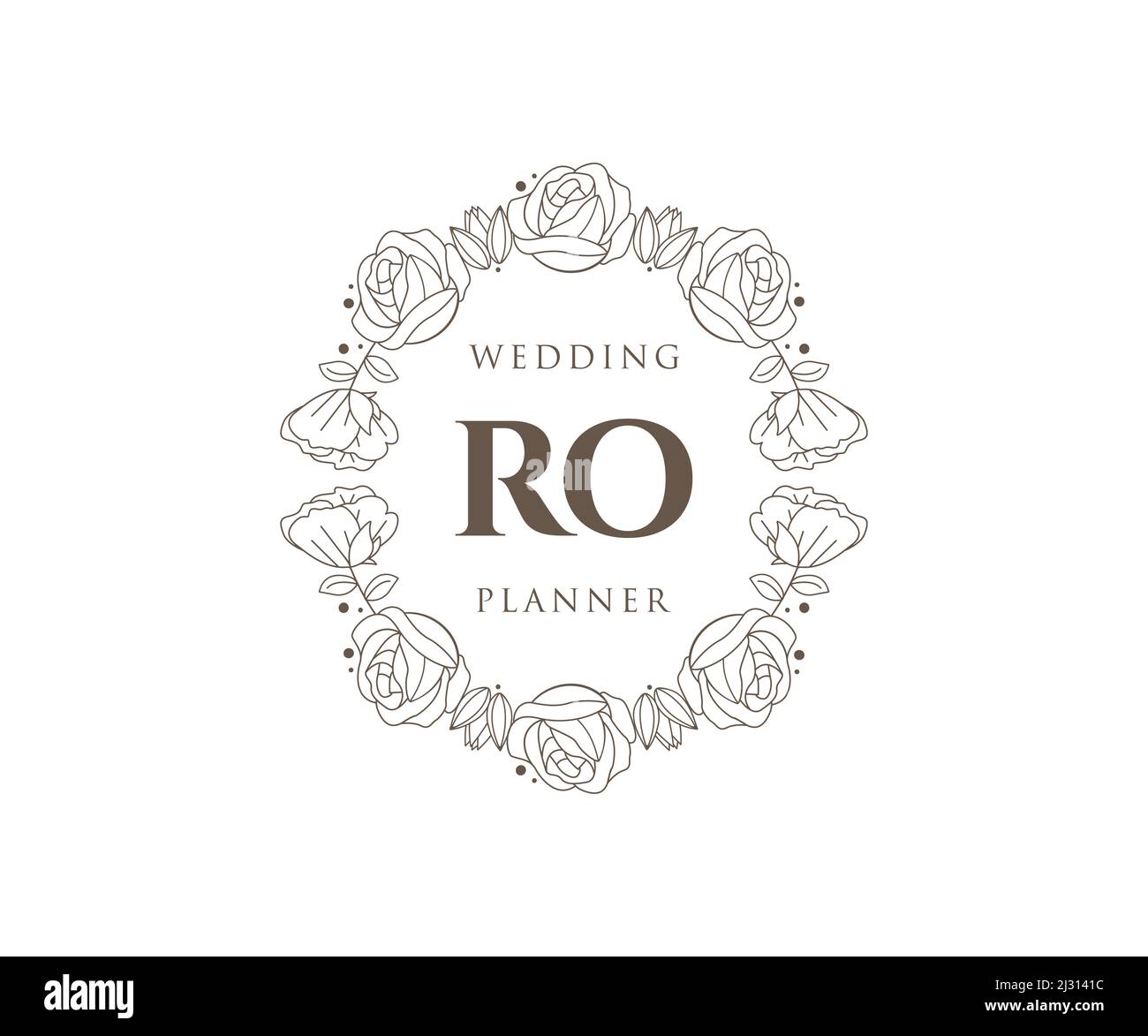 RO Initials letter Wedding monogram logos collection, hand drawn modern ...