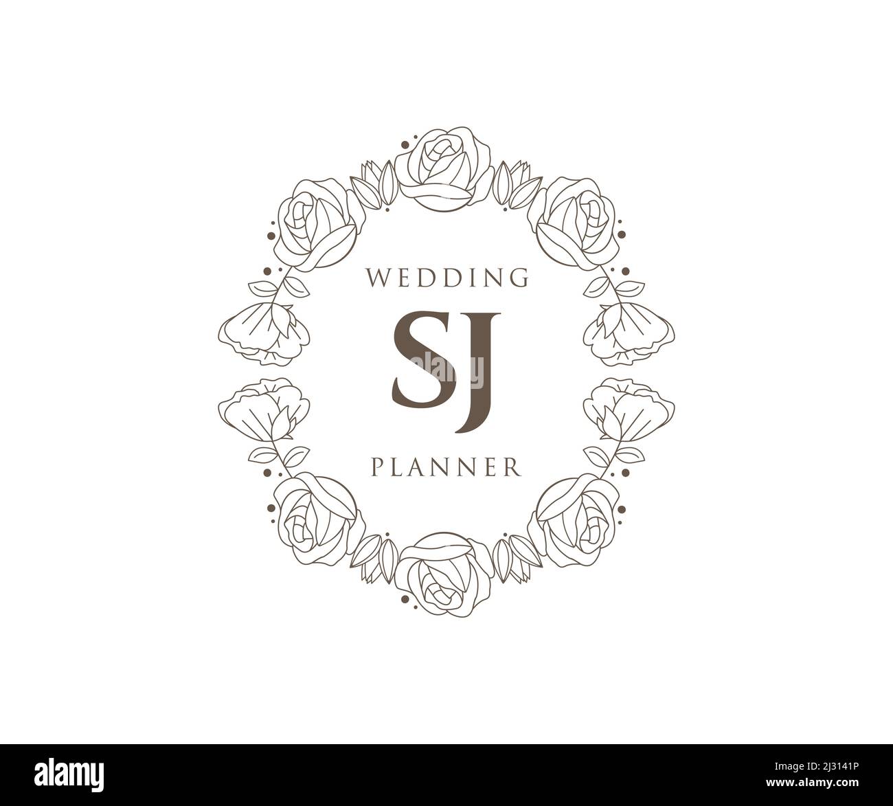 SJ Initials letter Wedding monogram logos collection, hand drawn modern ...
