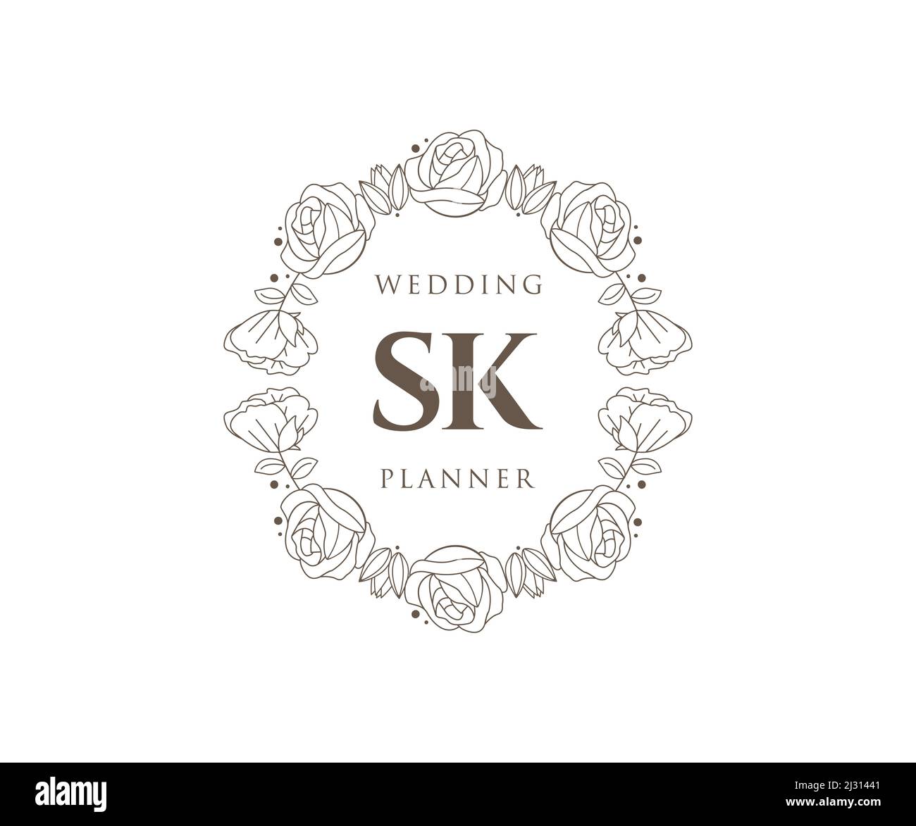 SK Initials letter Wedding monogram logos collection, hand drawn modern ...