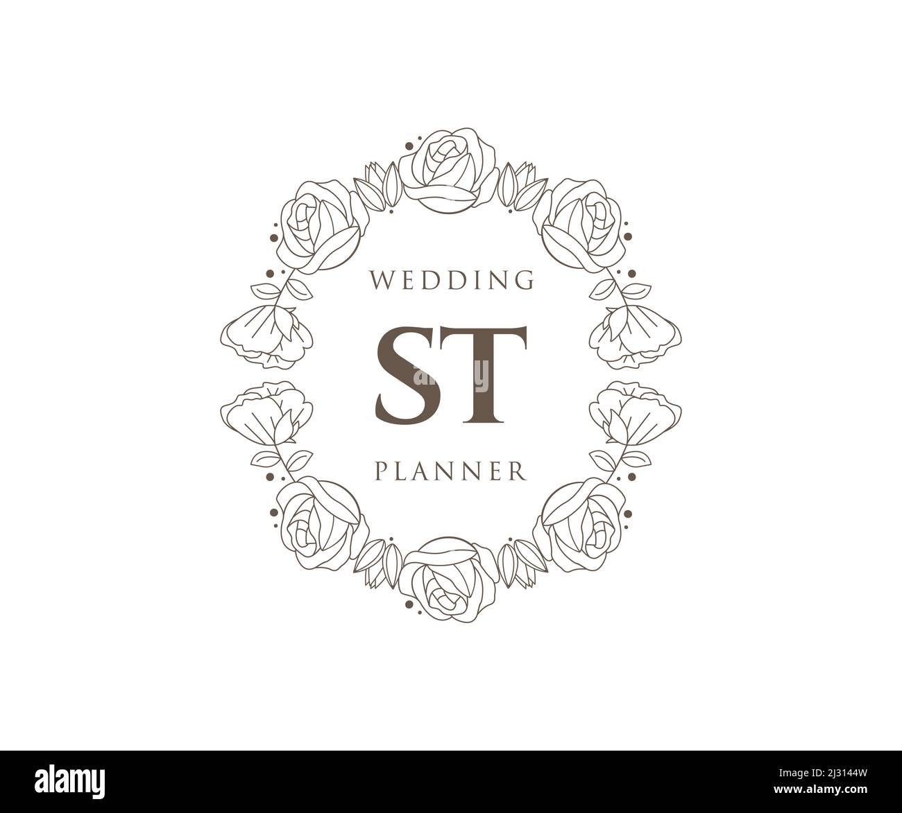 ST Initials letter Wedding monogram logos collection, hand drawn modern ...