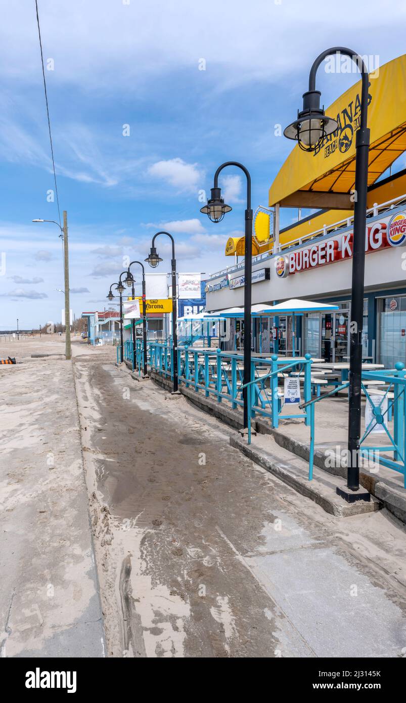 With ice still on Nottawasaga Bay Wasaga Beach is virtually deserted ...