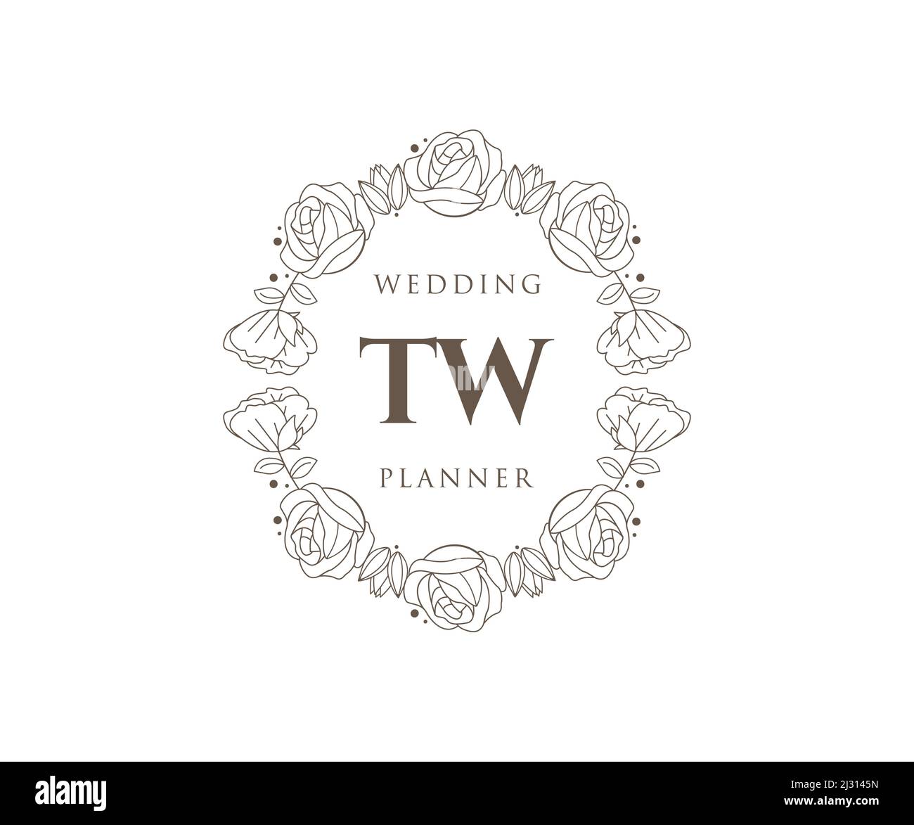 TW Initials letter Wedding monogram logos collection, hand drawn modern ...
